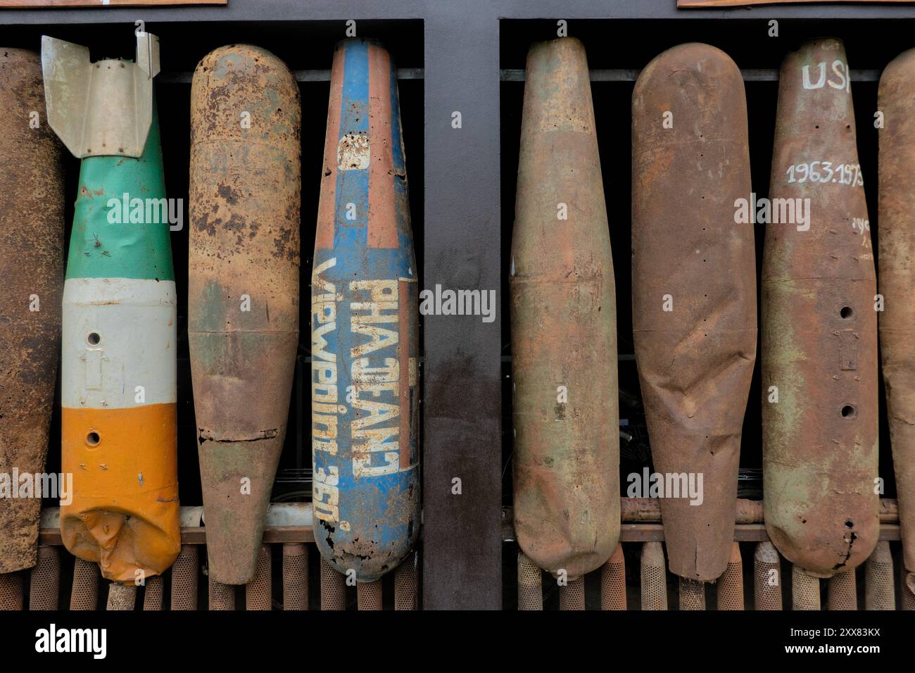 Old bombs at the Ban Manda war museum, Nong Khiaw, Laos Stock Photo - Alamy