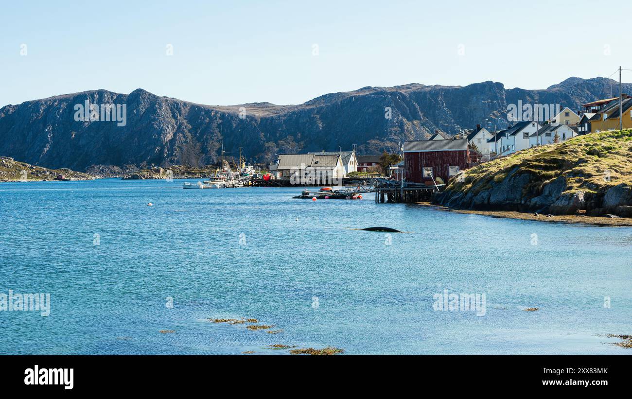 views of the fishing village of Giesvaer and its surroundings, Mageroya ...