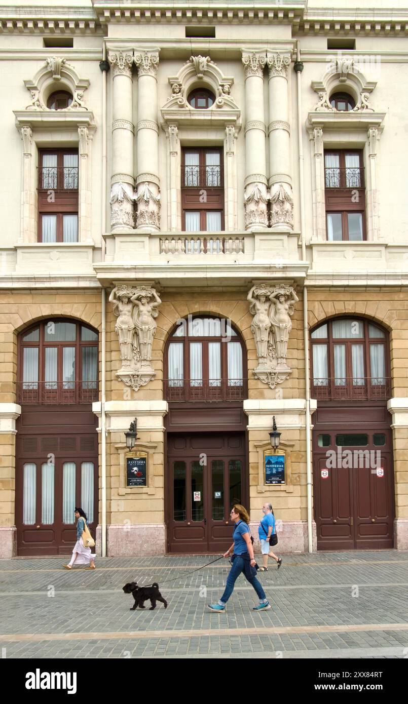 Architectural detail of the Teatro Arriaga opera house rebuilt in 1985 ...