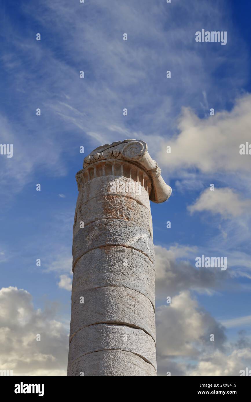 Stone, tower or sculpture of ancient pillar in city of Turkey for ...