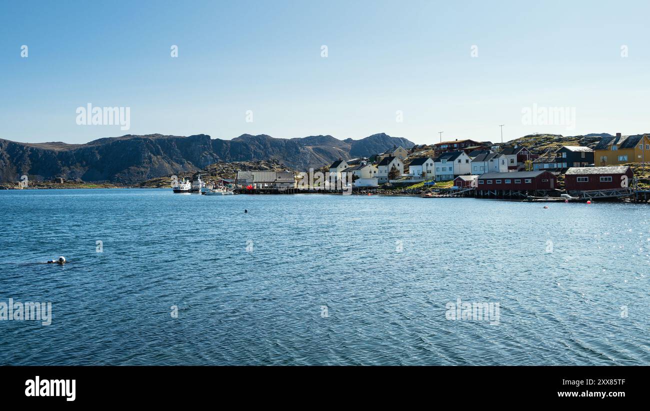 views of the fishing village of Giesvaer and its surroundings, Mageroya ...