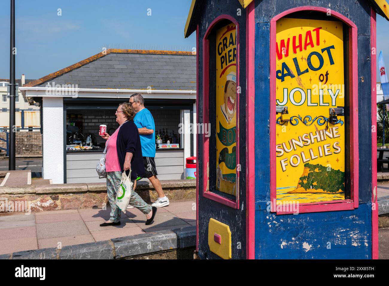 A traditional 'peep box' by the pier in Teignmouth, Devon Stock Photo ...