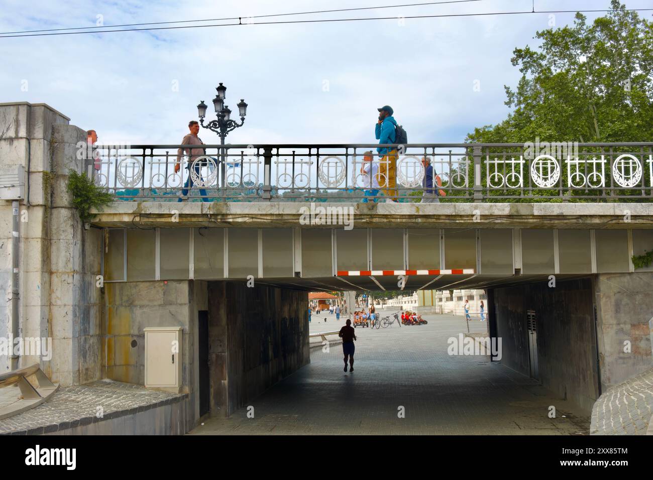 Pedestrian subway as part of the reinforced concrete Arenal Bridge over ...