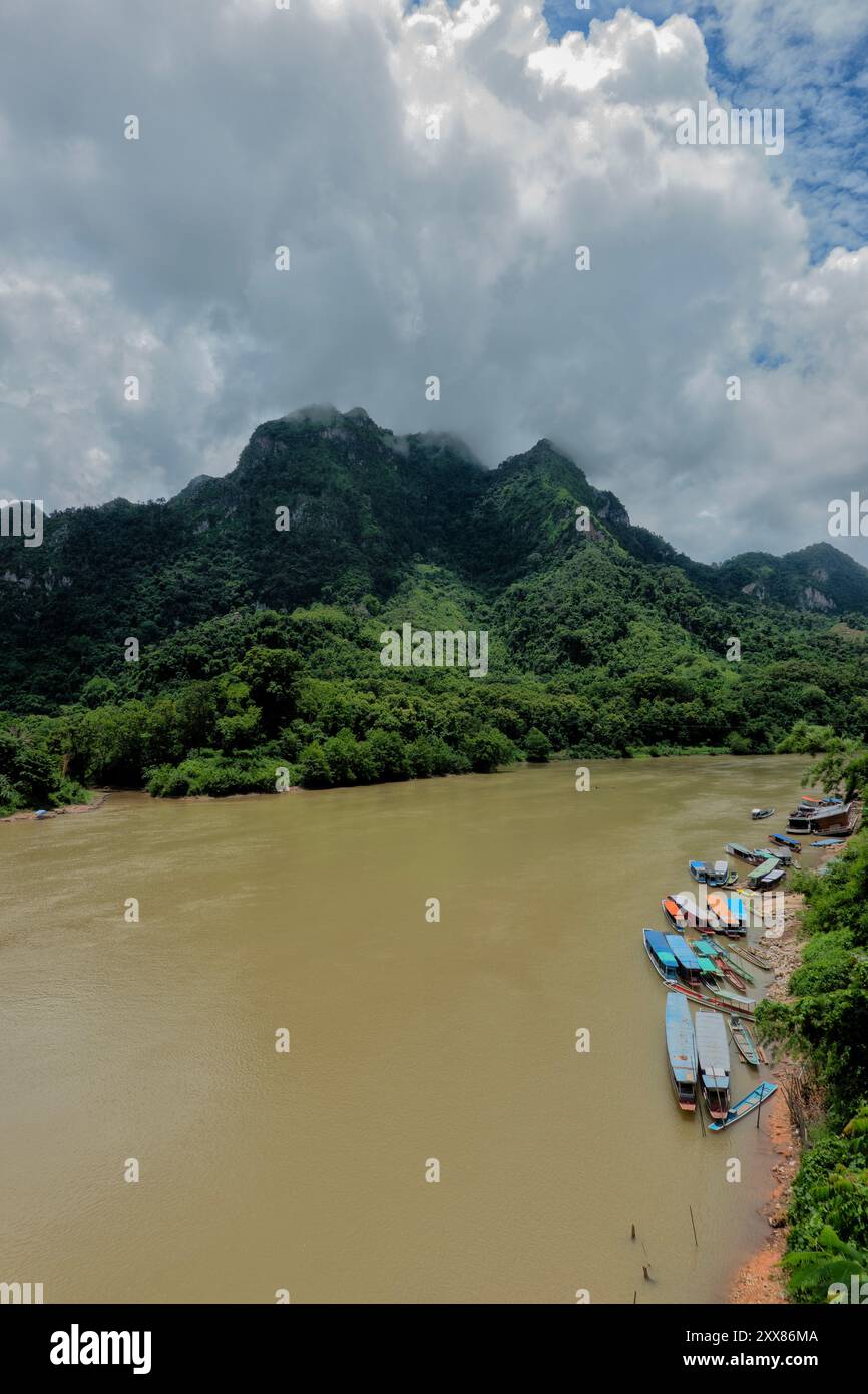 Sleepy life along the Nam Ou River, Nong Khiaw, Laos Stock Photo - Alamy