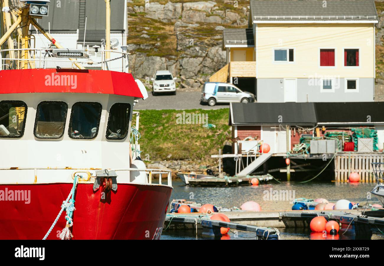 views of the fishing village of Giesvaer and its surroundings, Mageroya ...