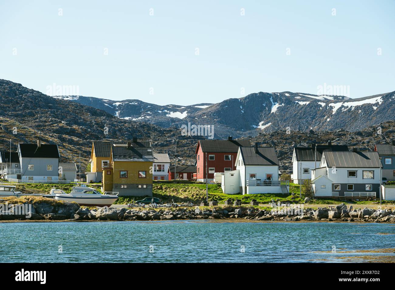 views of the fishing village of Giesvaer and its surroundings, Mageroya ...