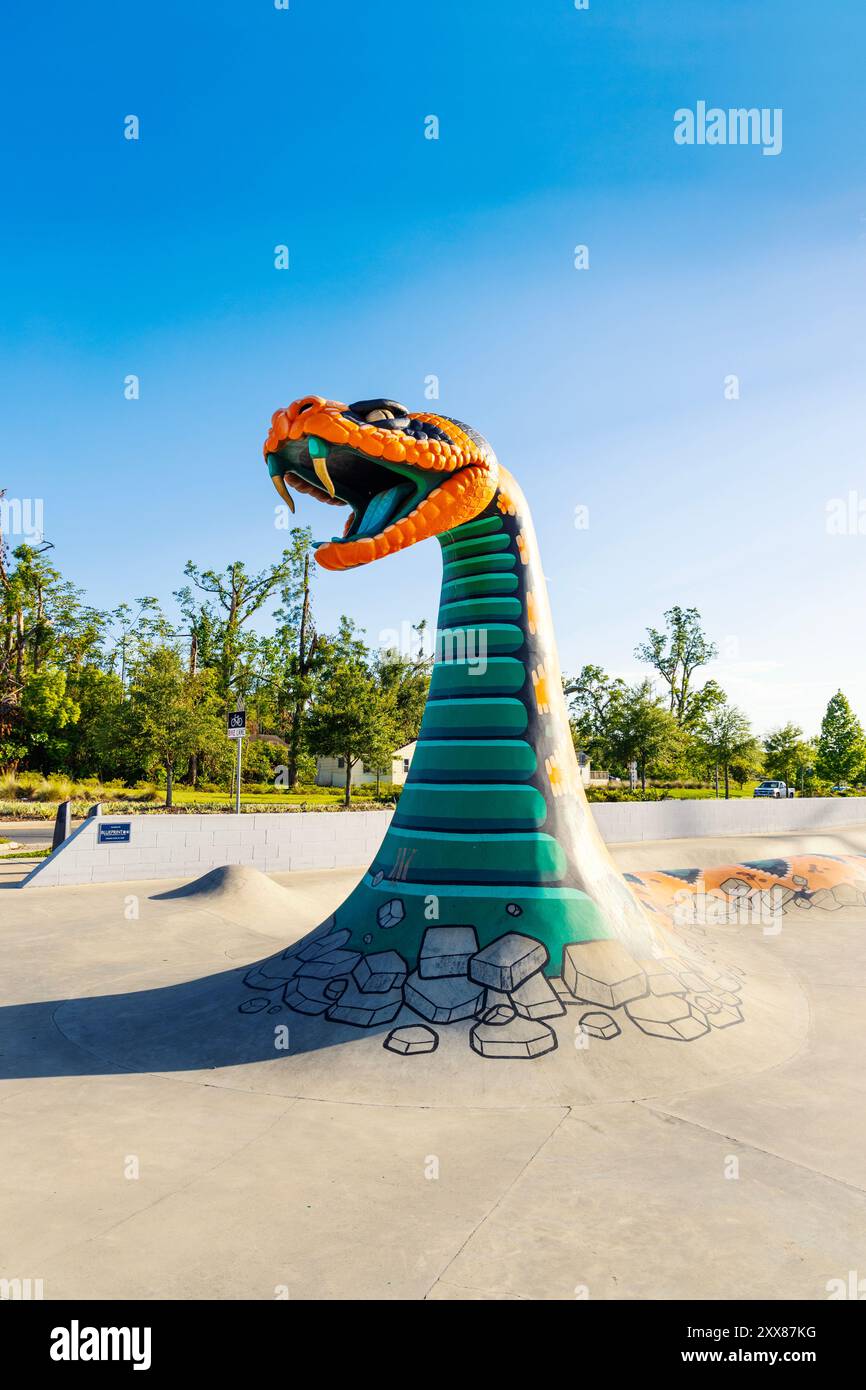 Snake head painted by Peter Koenig at the Skateable Art Park, Railroad ...