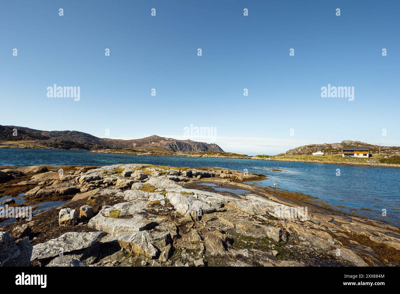 views of the fishing village of Giesvaer and its surroundings, Mageroya ...