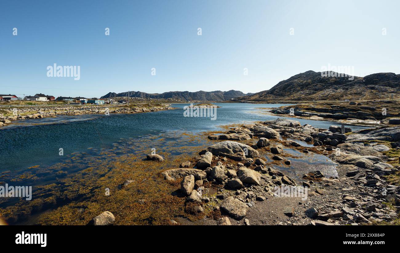 views of the fishing village of Giesvaer and its surroundings, Mageroya ...