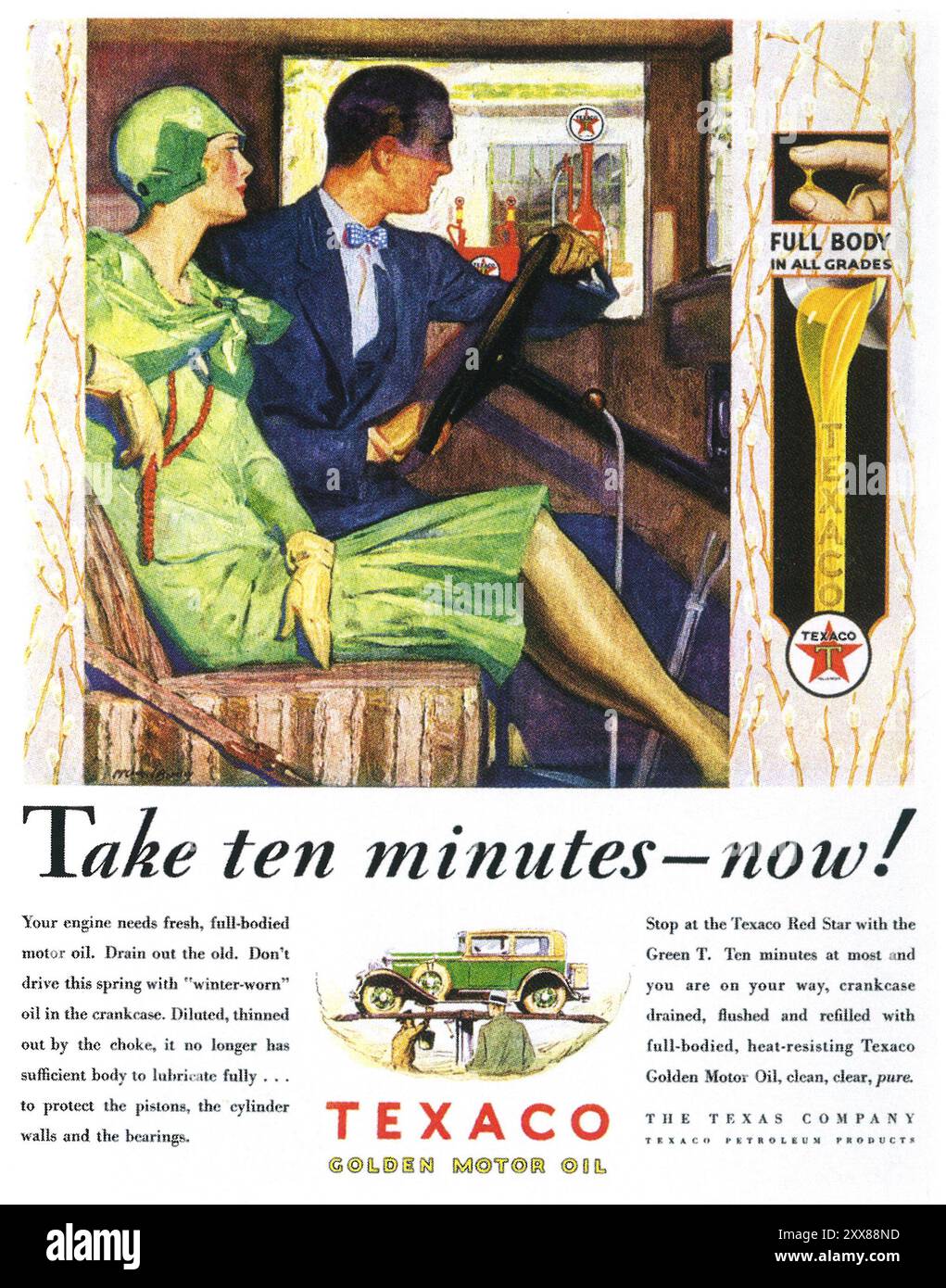 1929 Texaco Motor Oil Ad with McClelland Barclay Art Stock Photo - Alamy