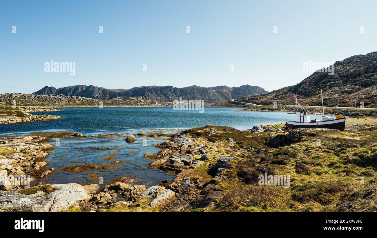 views of the fishing village of Giesvaer and its surroundings, Mageroya ...