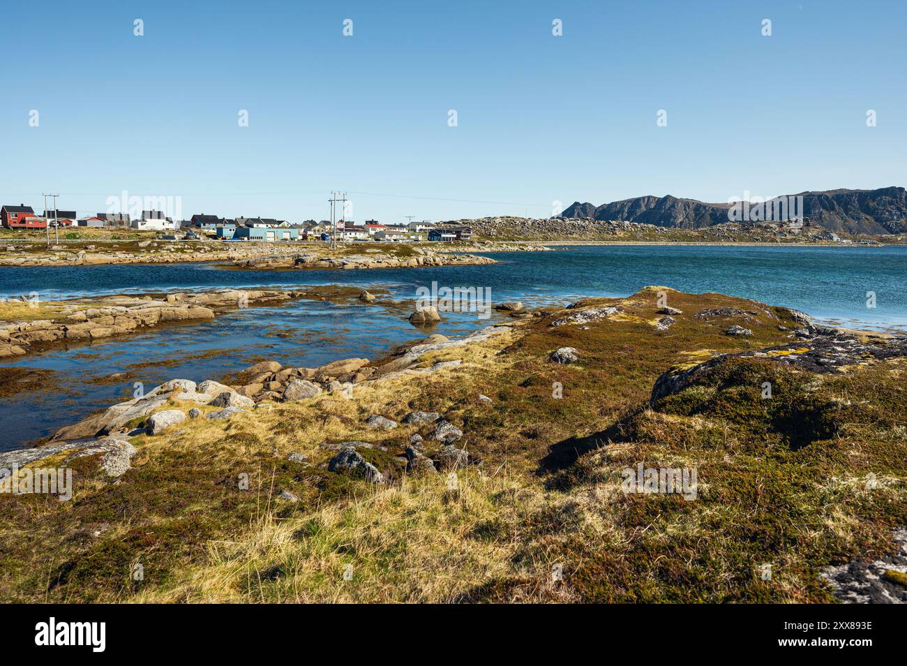 views of the fishing village of Giesvaer and its surroundings, Mageroya ...