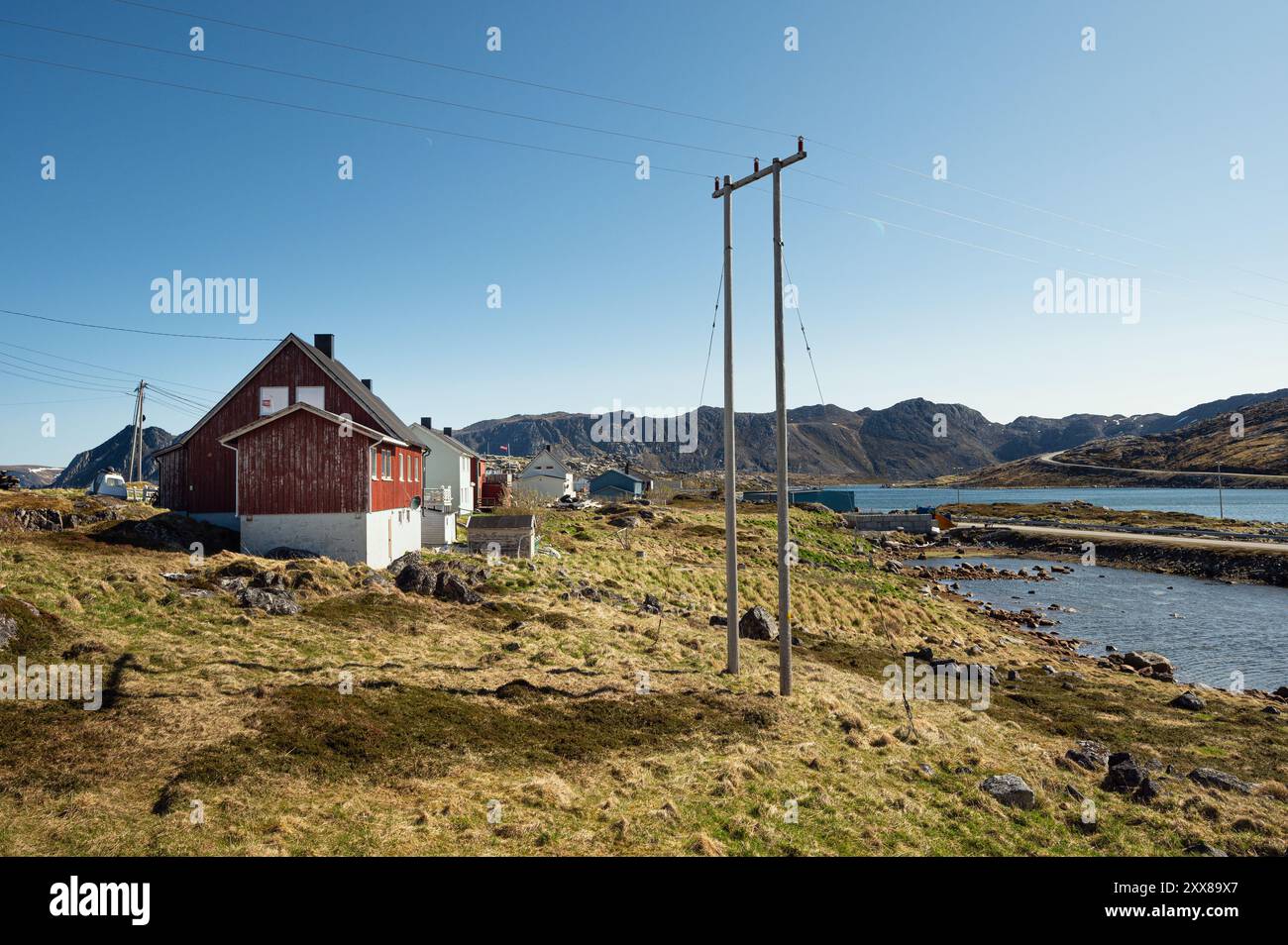 views of the fishing village of Giesvaer and its surroundings, Mageroya ...