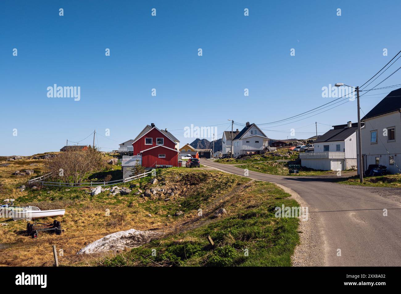 views of the fishing village of Giesvaer and its surroundings, Mageroya ...