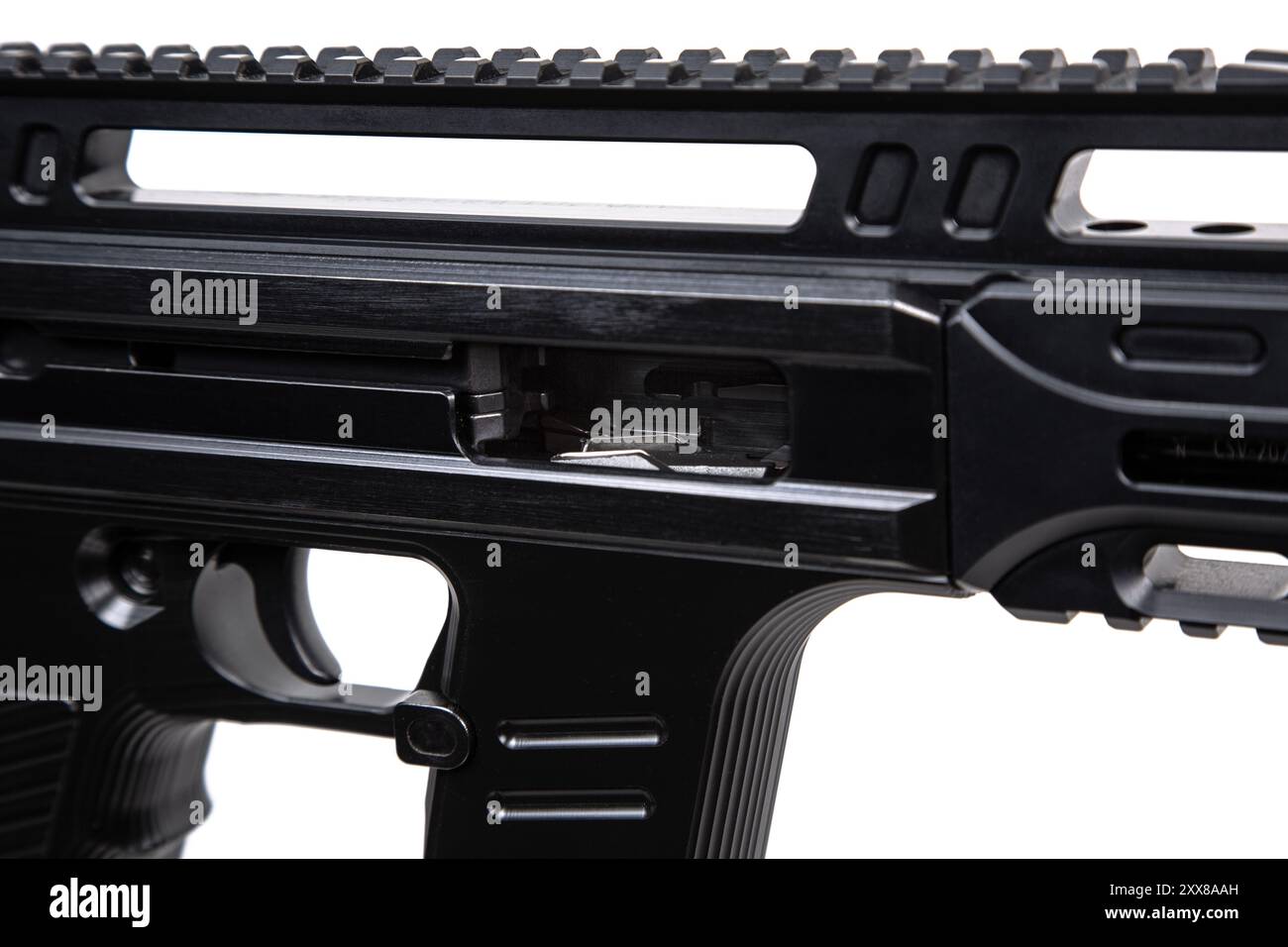 Close-up of the bolt of the carbine. A modern automatic carbine ...