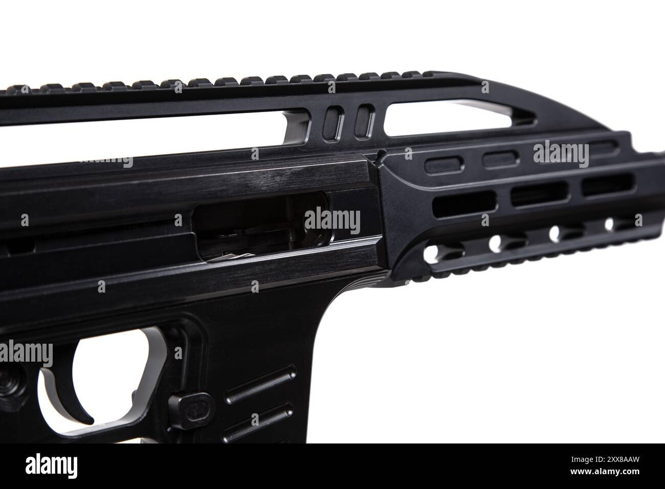 Close-up of the bolt of the carbine. A modern automatic carbine ...