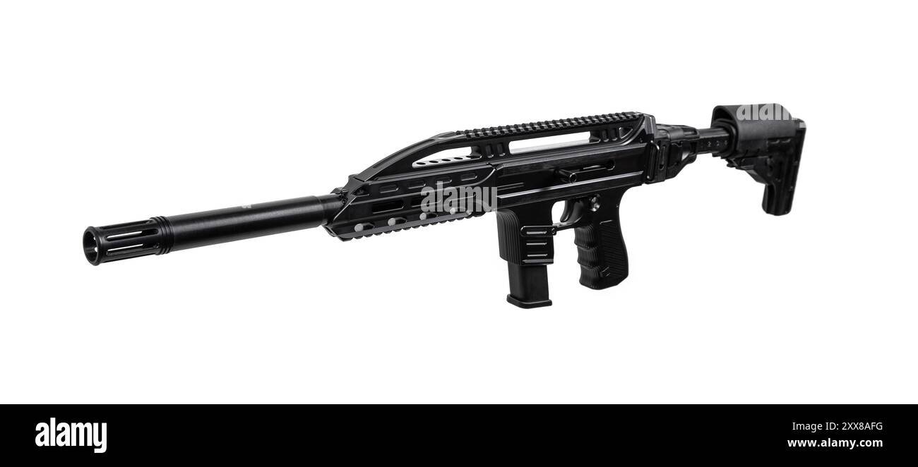 A modern automatic carbine chambered for 9mm pistol caliber. Weapons ...