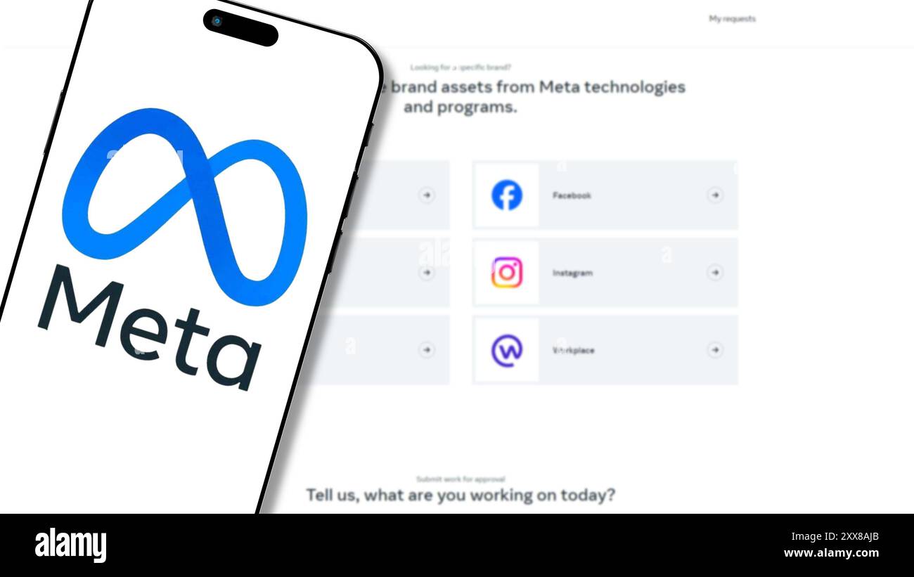 Istanbul, Turkey - 20 Aug 2024: Meta logo on a smartphone screen with ...