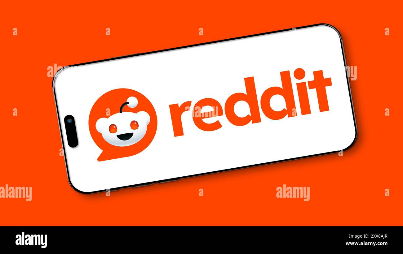 Istanbul, Turkey - 20 Aug 2024: Reddit logo displayed on a smartphone ...