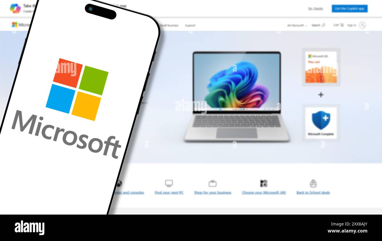 Istanbul, Turkey - 20 Aug 2024: Microsoft logo on a smartphone screen ...