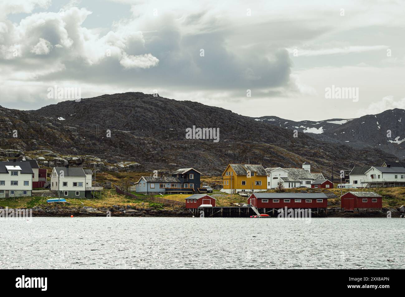 views of the fishing village of Giesvaer and its surroundings, Mageroya ...