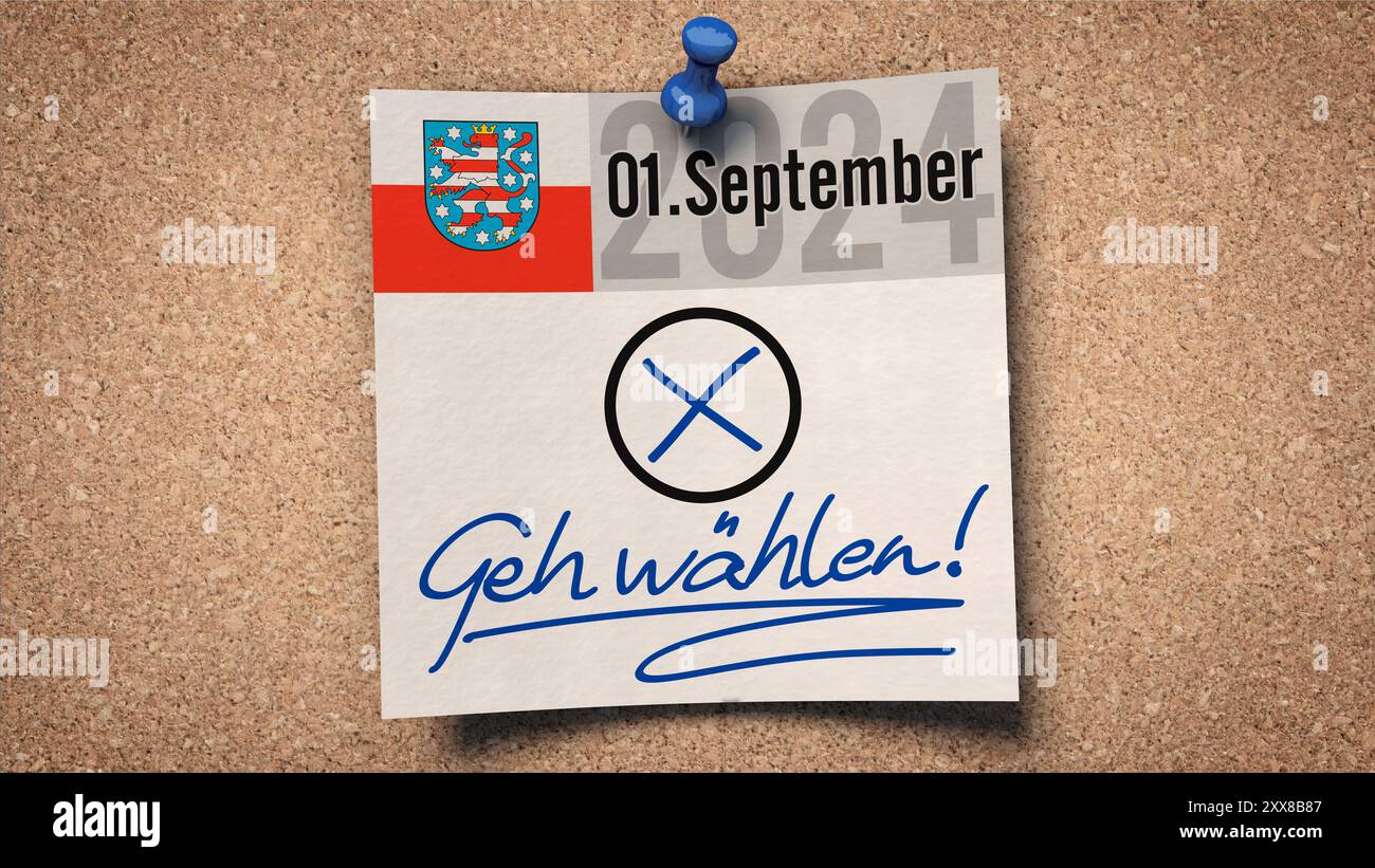Notepad with election date and invitation in German Geh waehlen (go ...