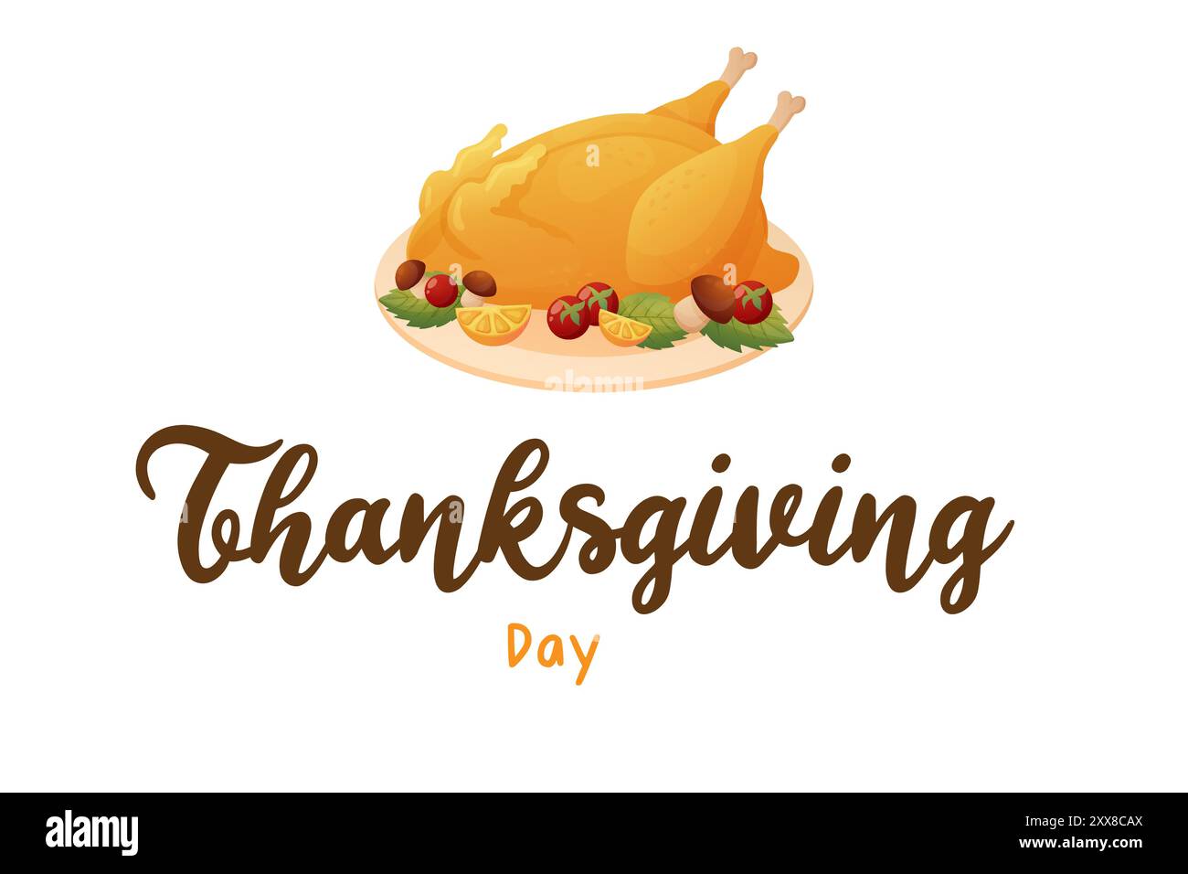 Thanksgiving lettering congratulations delicious turkey on background ...