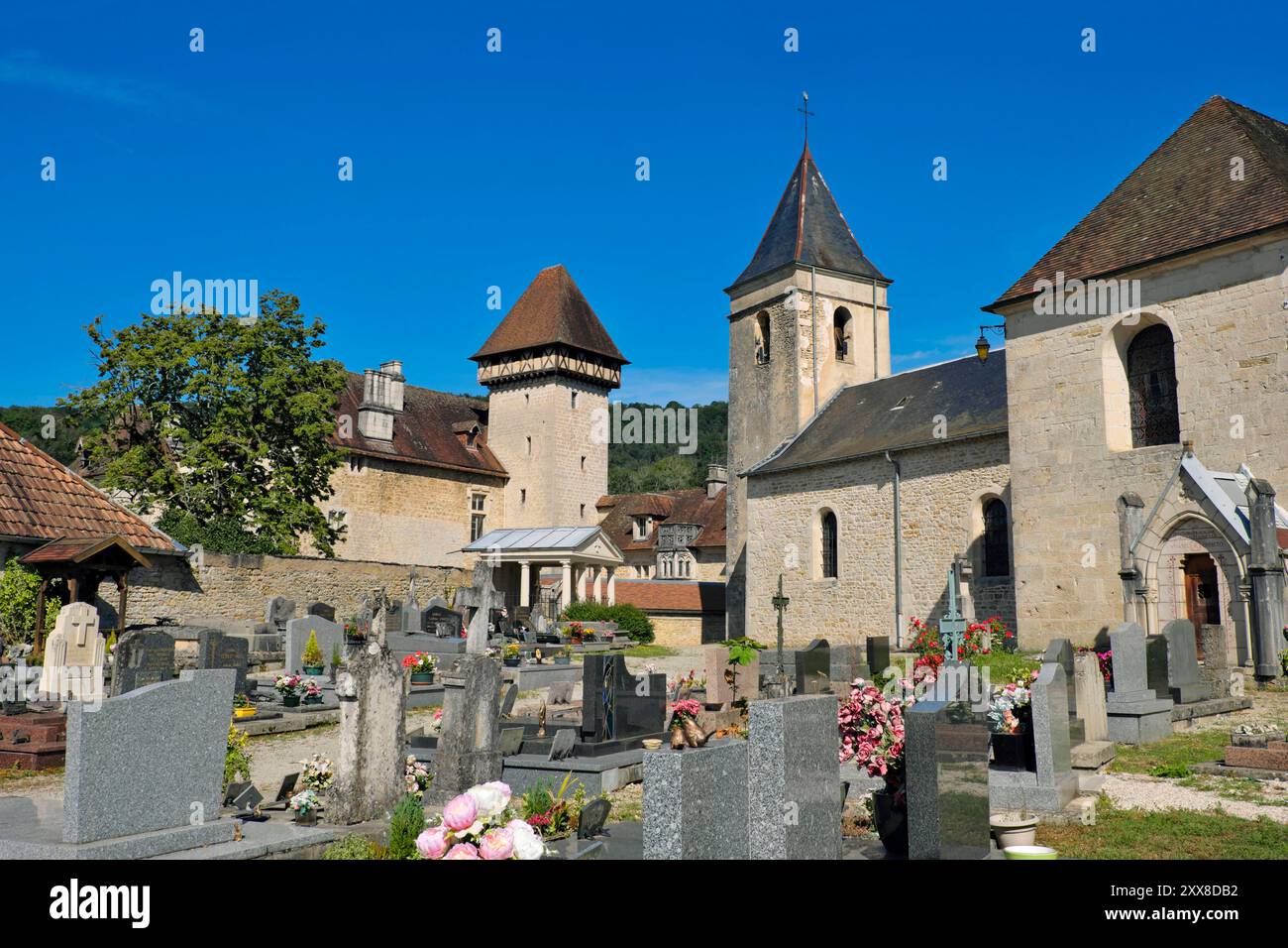 France, Doubs, Cleron, castle, church, cemetery Stock Photo - Alamy