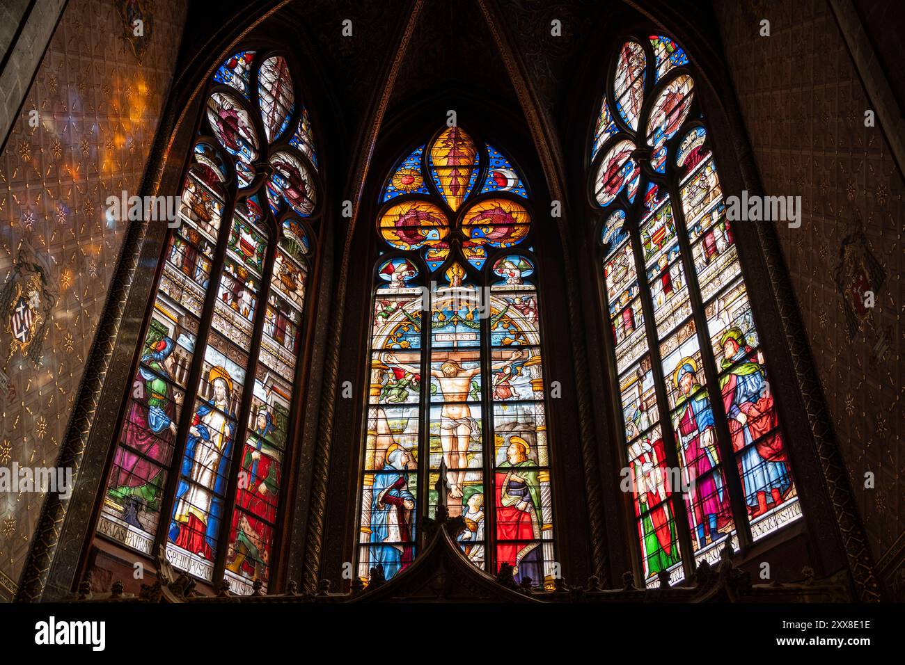 France, Gers, Auch, stained-glass windows by Arnaud de Moles, Chapelle ...