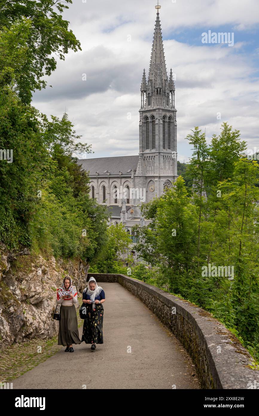 France, Hautes Pyrenees, Lourdes, the Notre Dame de Lourdes shrine ...