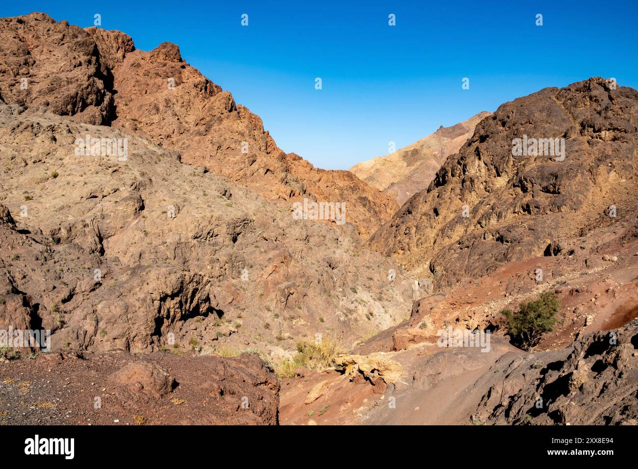 Jordan, landscape of the Wadi Sabrah, South of Petra Stock Photo - Alamy