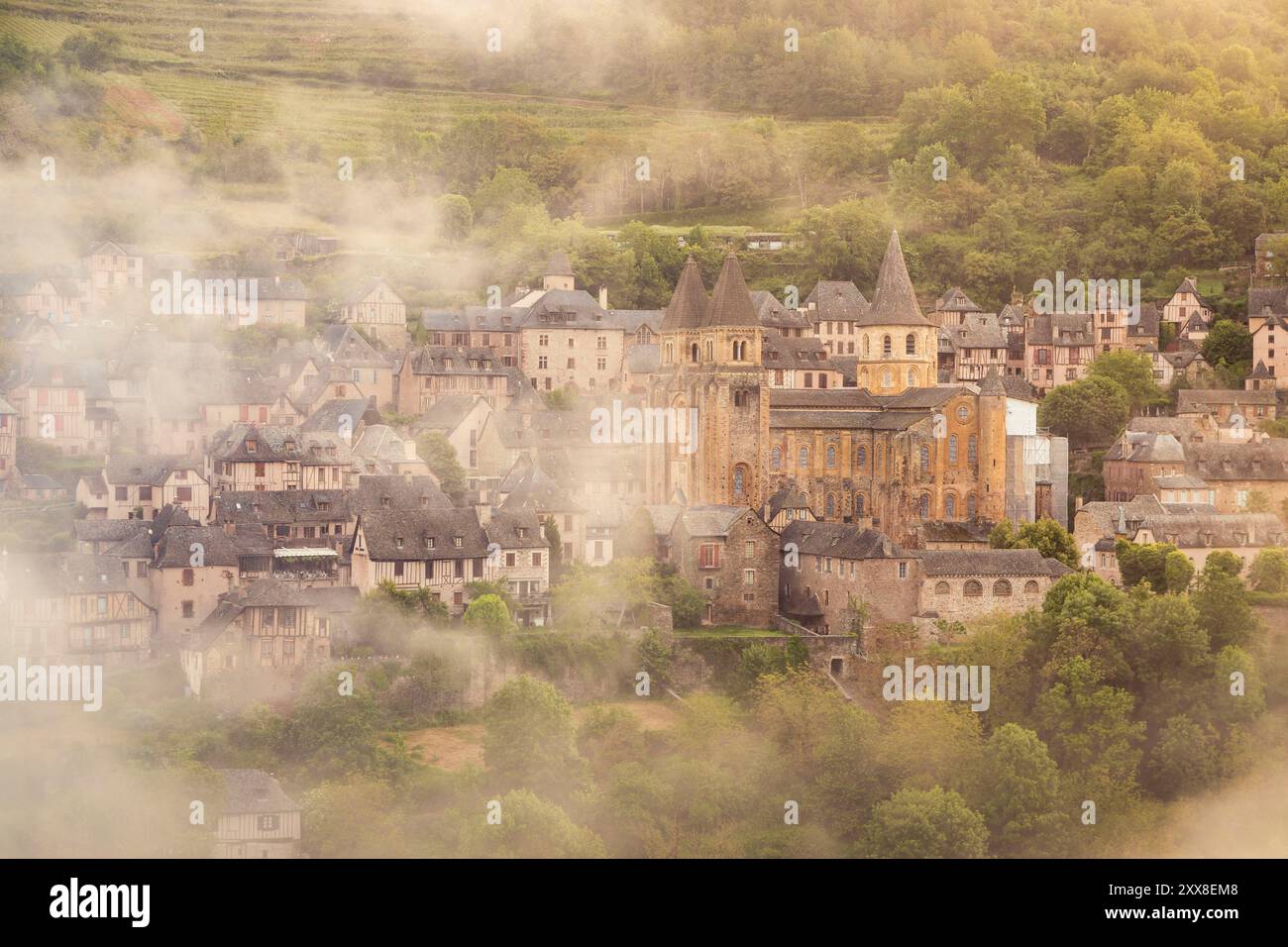 France, Aveyron, Conques, labeled Les Plus Beaux Villages de France ...