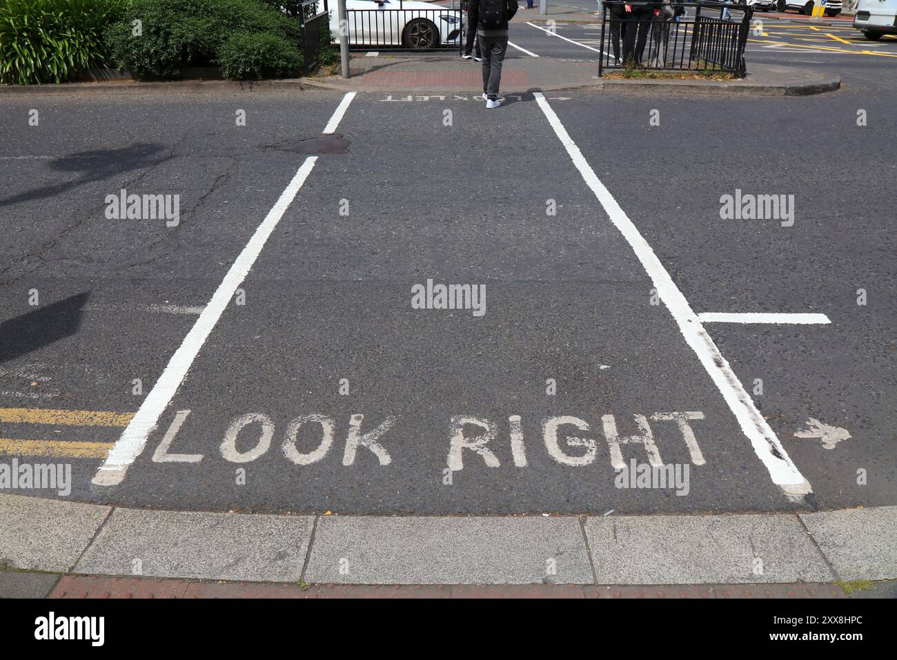 Dublin, Ireland pedestrian signs - look right and look left. Traffic ...