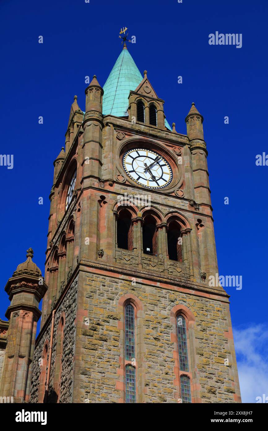 Guildhall building, City Hall of Derry (Londonderry) town in Northern ...