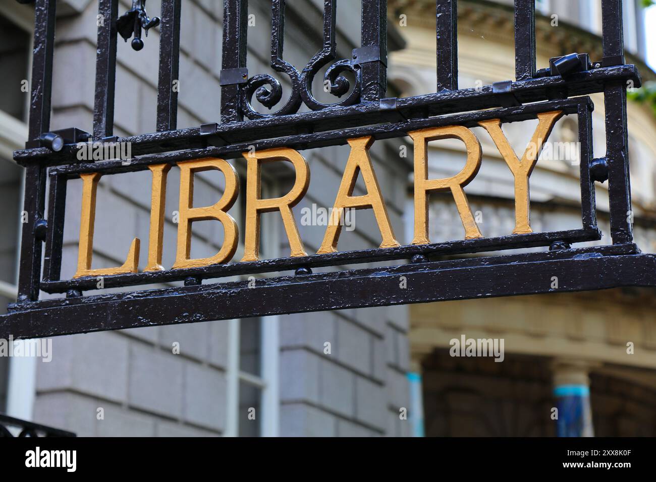 Library sign in front of National Library of Ireland in Dublin, Ireland ...