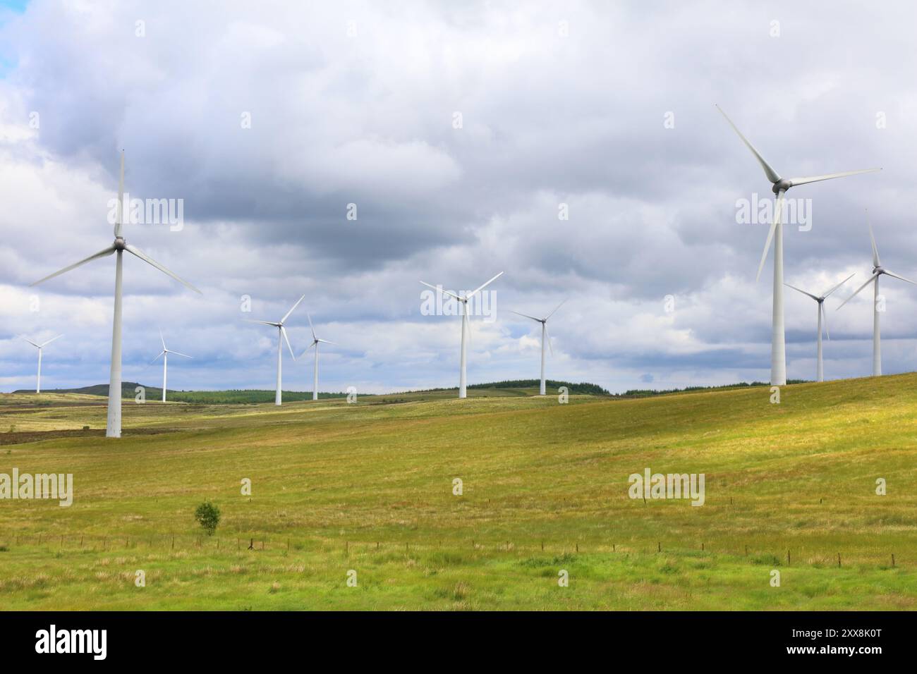 Wind farm in rural landscape Limavady, Northern Ireland, United Kingdom ...