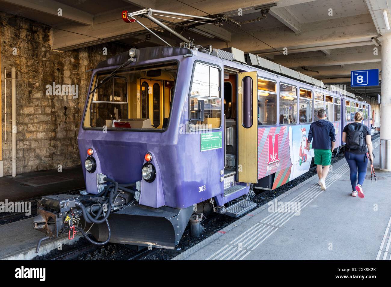 Switzerland, canton of Vaud, Montreux, rack train in Montreux station ...