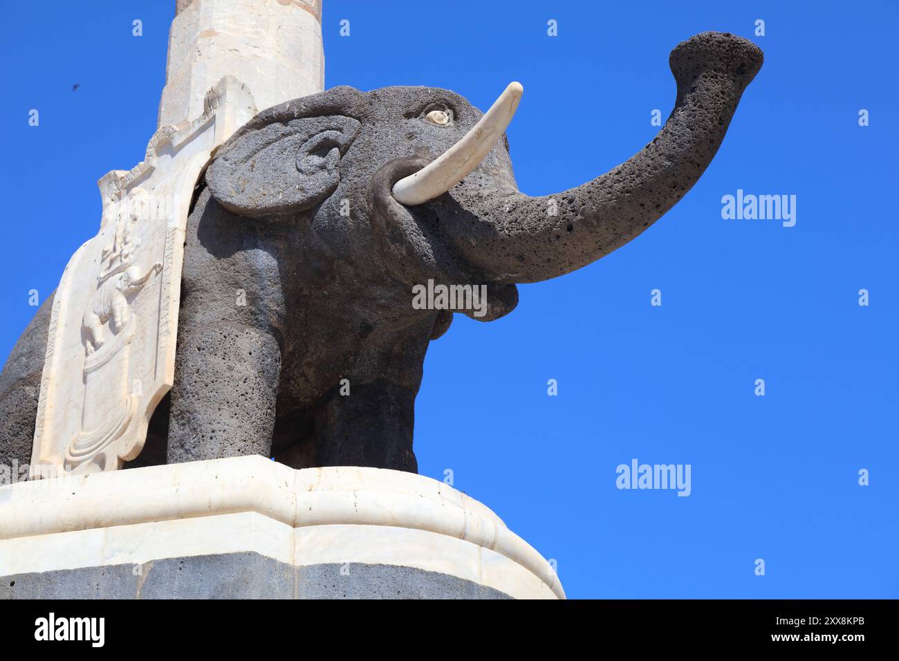 Elephant of Catania. Ancient elephant statue made of lava stone, known ...