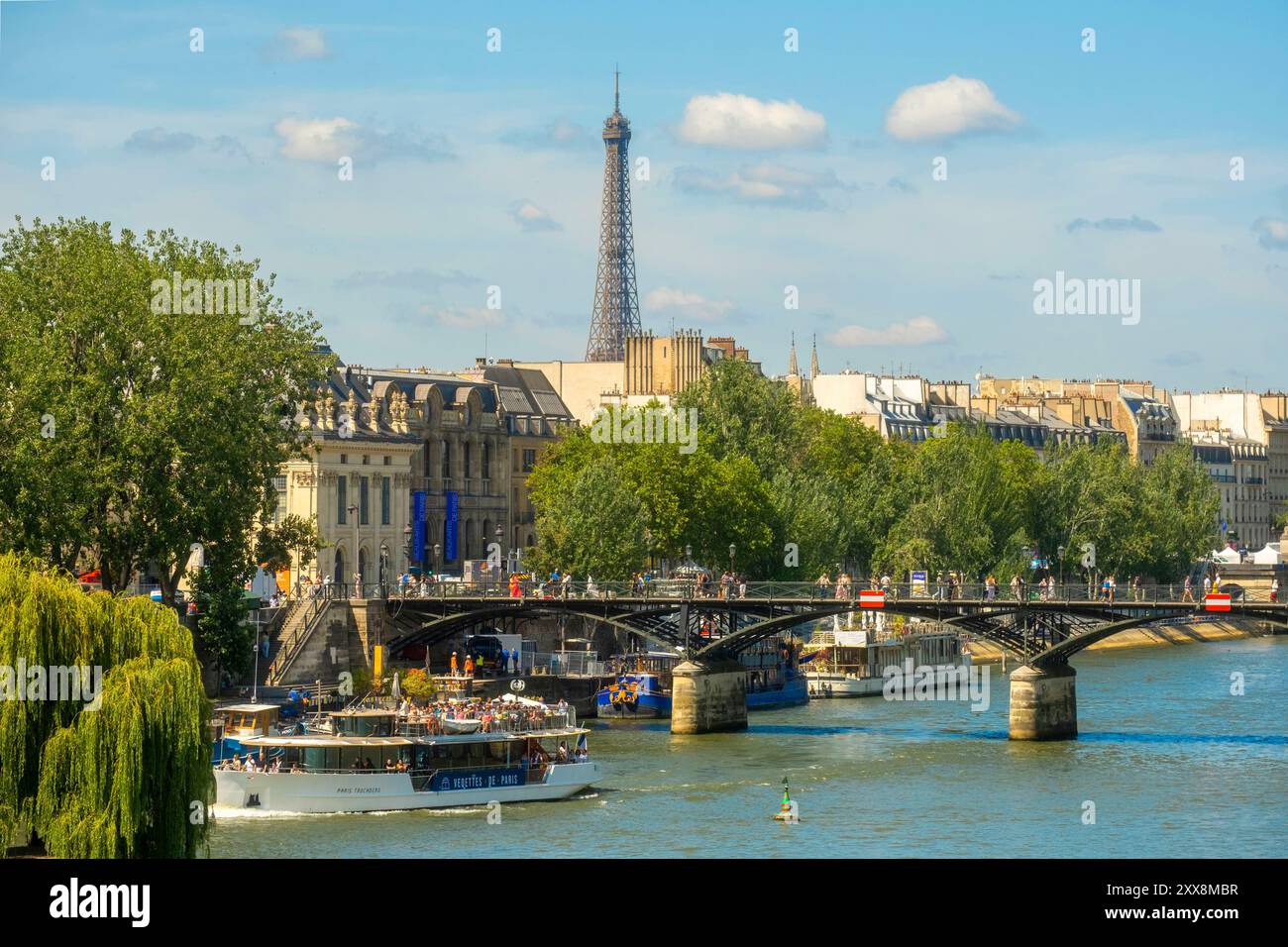France, Paris, the banks of the Seine classified as UNESCO, the Eiffel Tower and the Gateway of ...