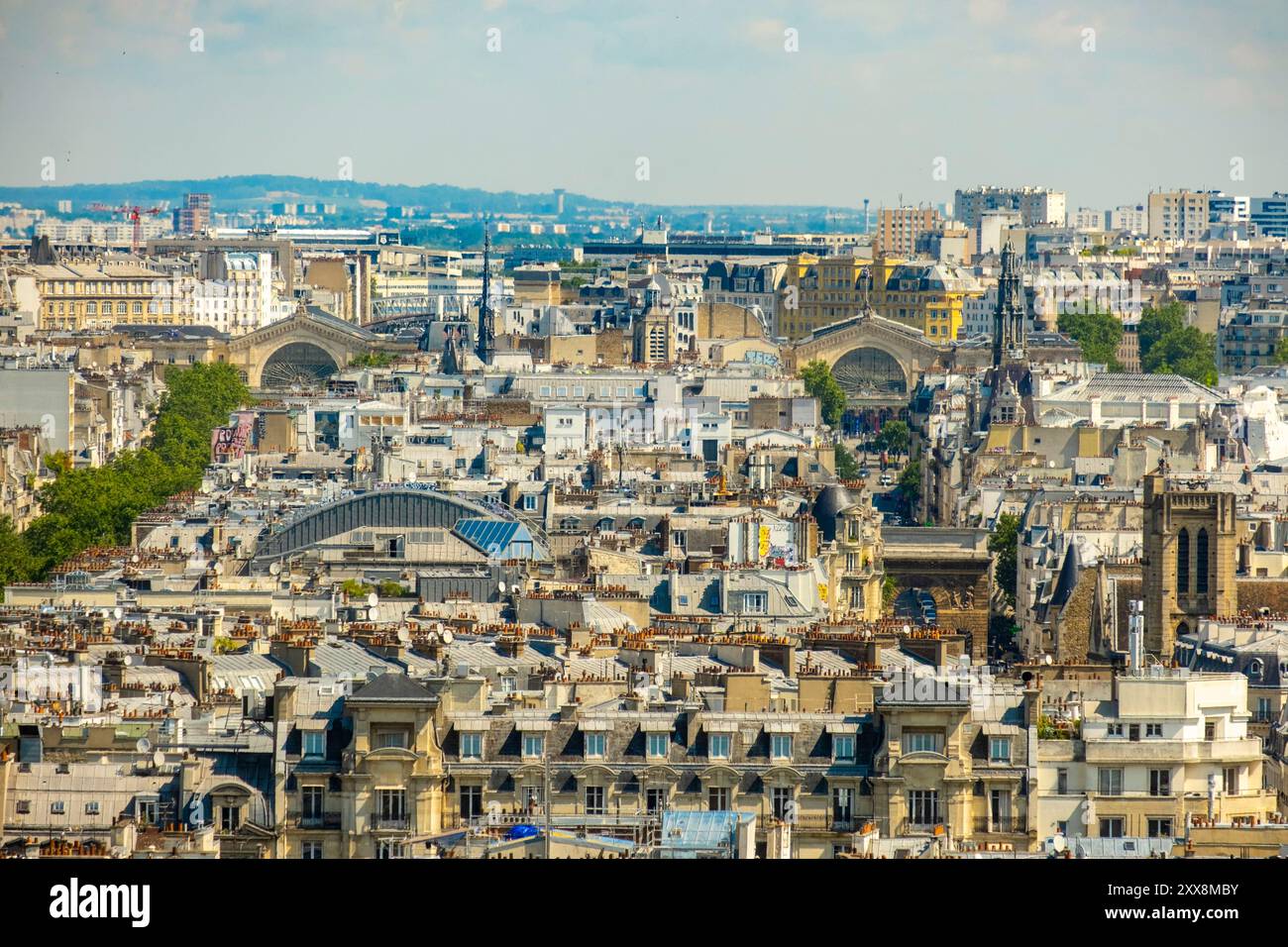 France, Paris, view of the rooftops of Paris from the Tour Saint ...