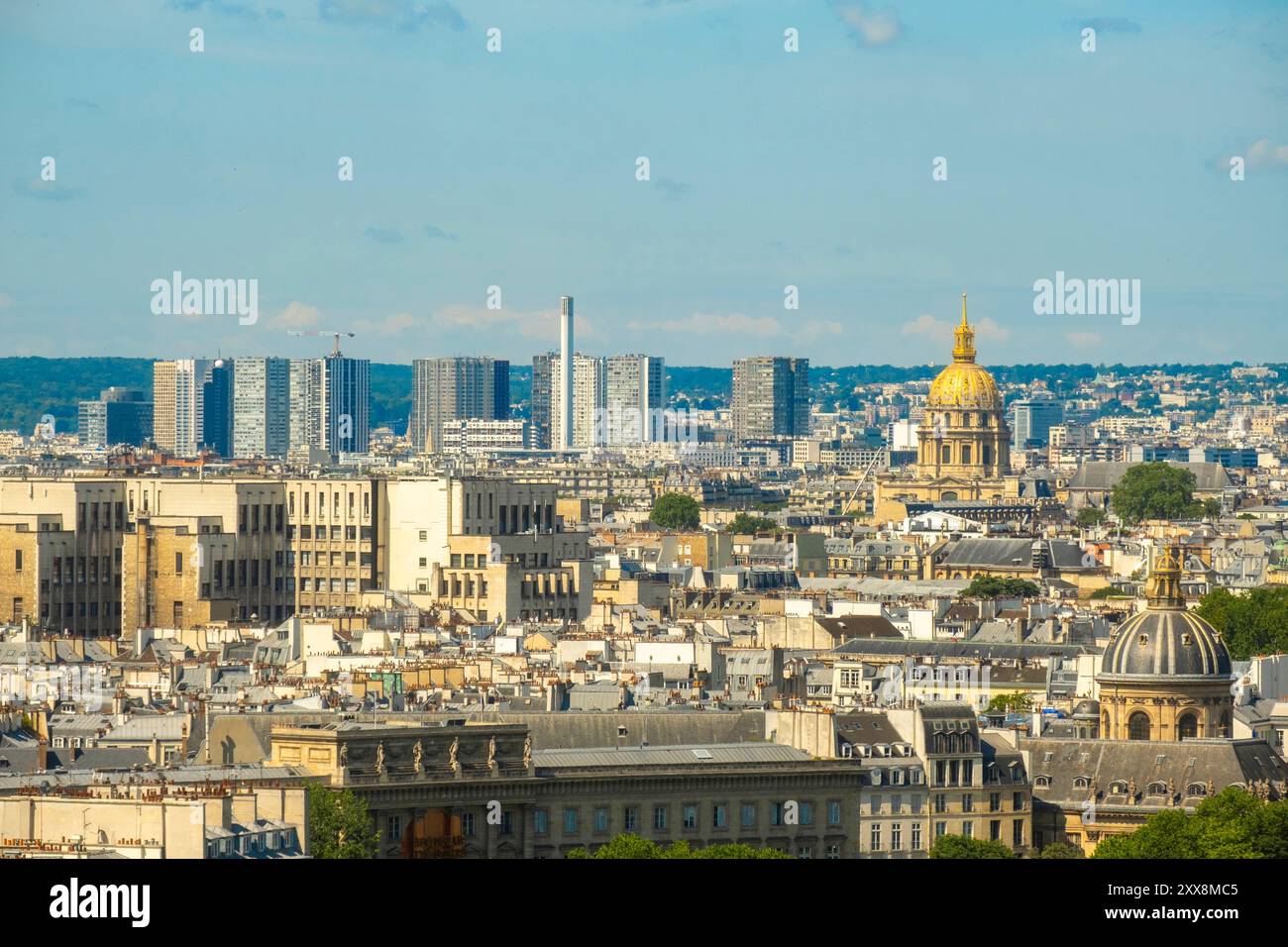 France, Paris, view of the rooftops of Paris, the Invalides and the ...