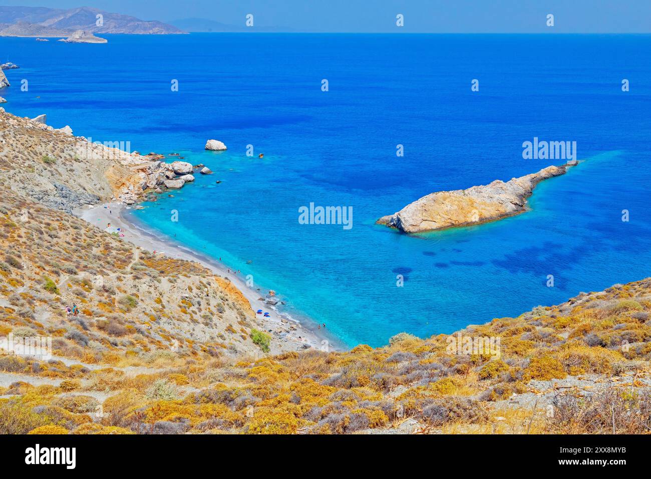 Greece, Cyclades Islands, Folegandros Island, Katergo beach, high angle ...