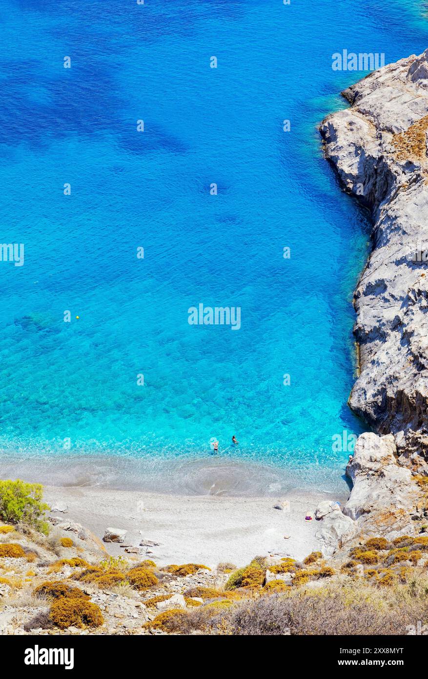 Greece, Cyclades Islands, Folegandros Island, Katergo beach, high angle ...