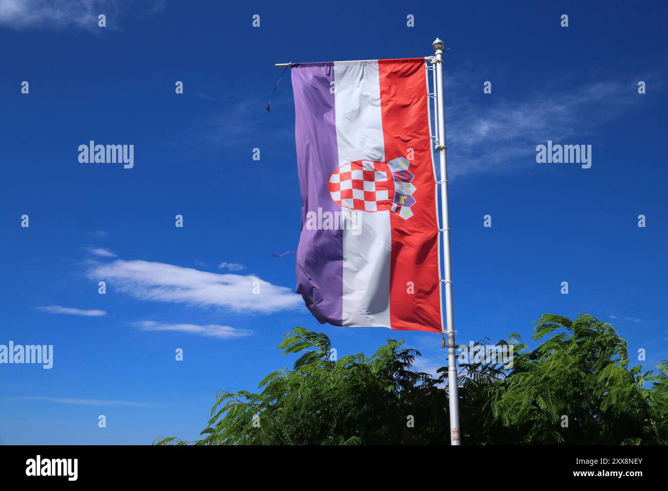 Flag of Croatia mounted vertically. Croatian national colors Stock ...