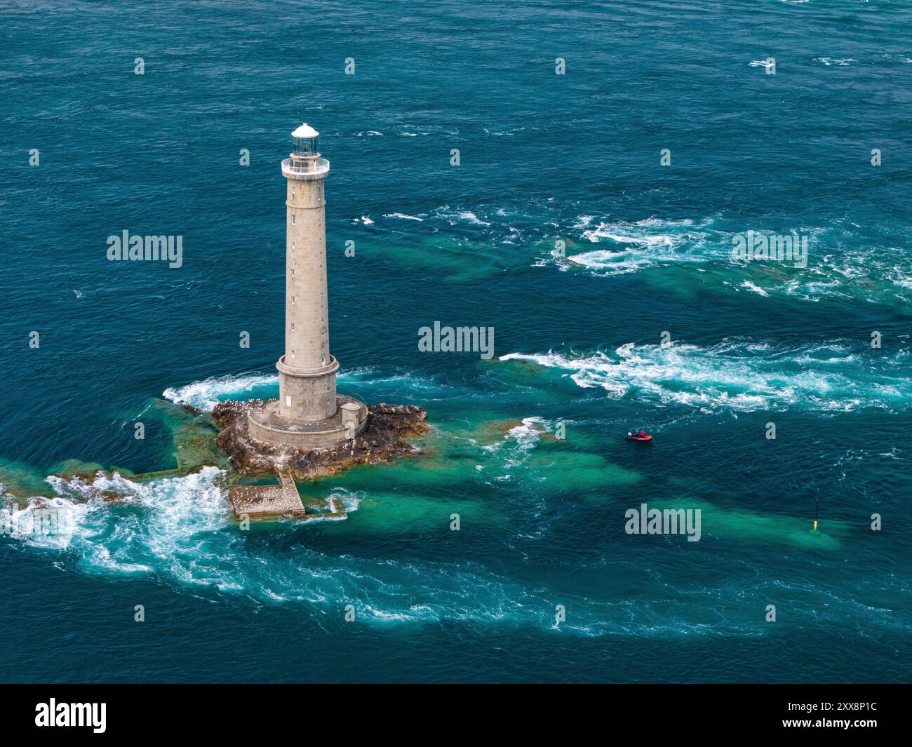 France, Manche, Goury, the Goury lighthouse, violent tidal currents ...