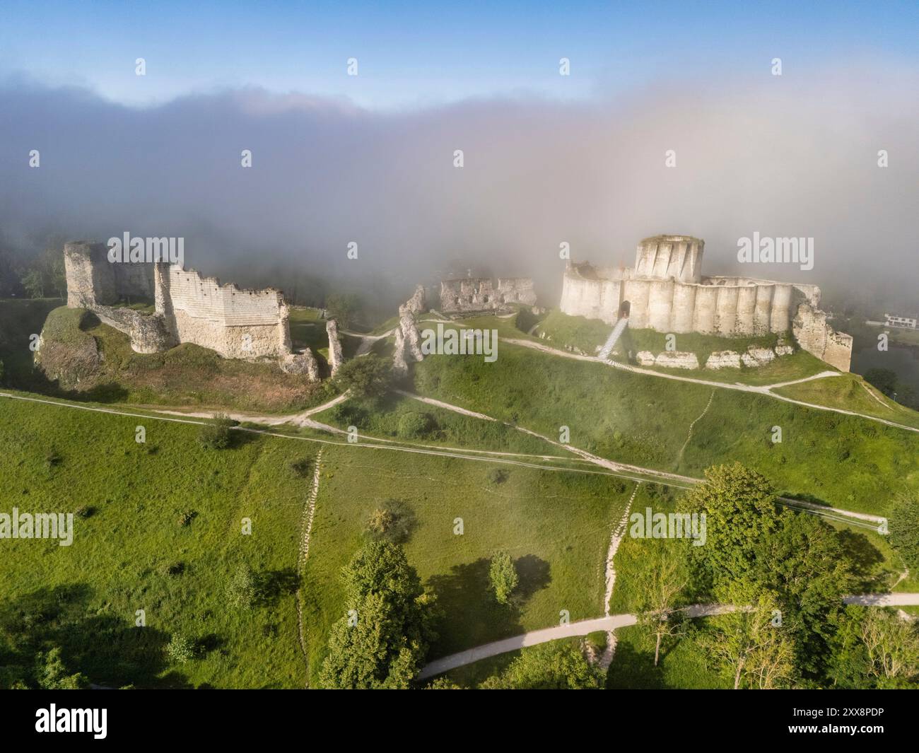 France, Eure, Les Andelys, Chateau Gaillard, 12th century fortress built by Richard Coeur de ...