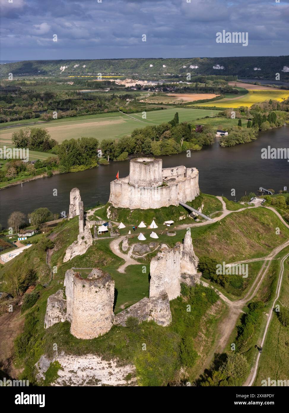 France, Eure, Les Andelys, Chateau Gaillard, 12th century fortress built by Richard Coeur de ...