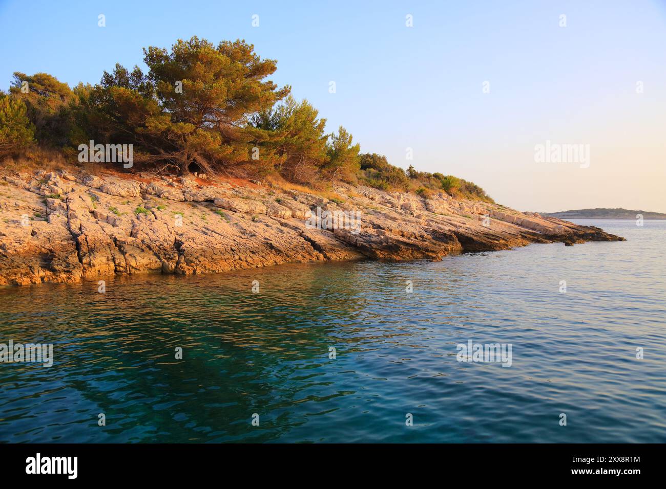 Solta island coast view in Croatia. Sunset light rocky coast Stock ...