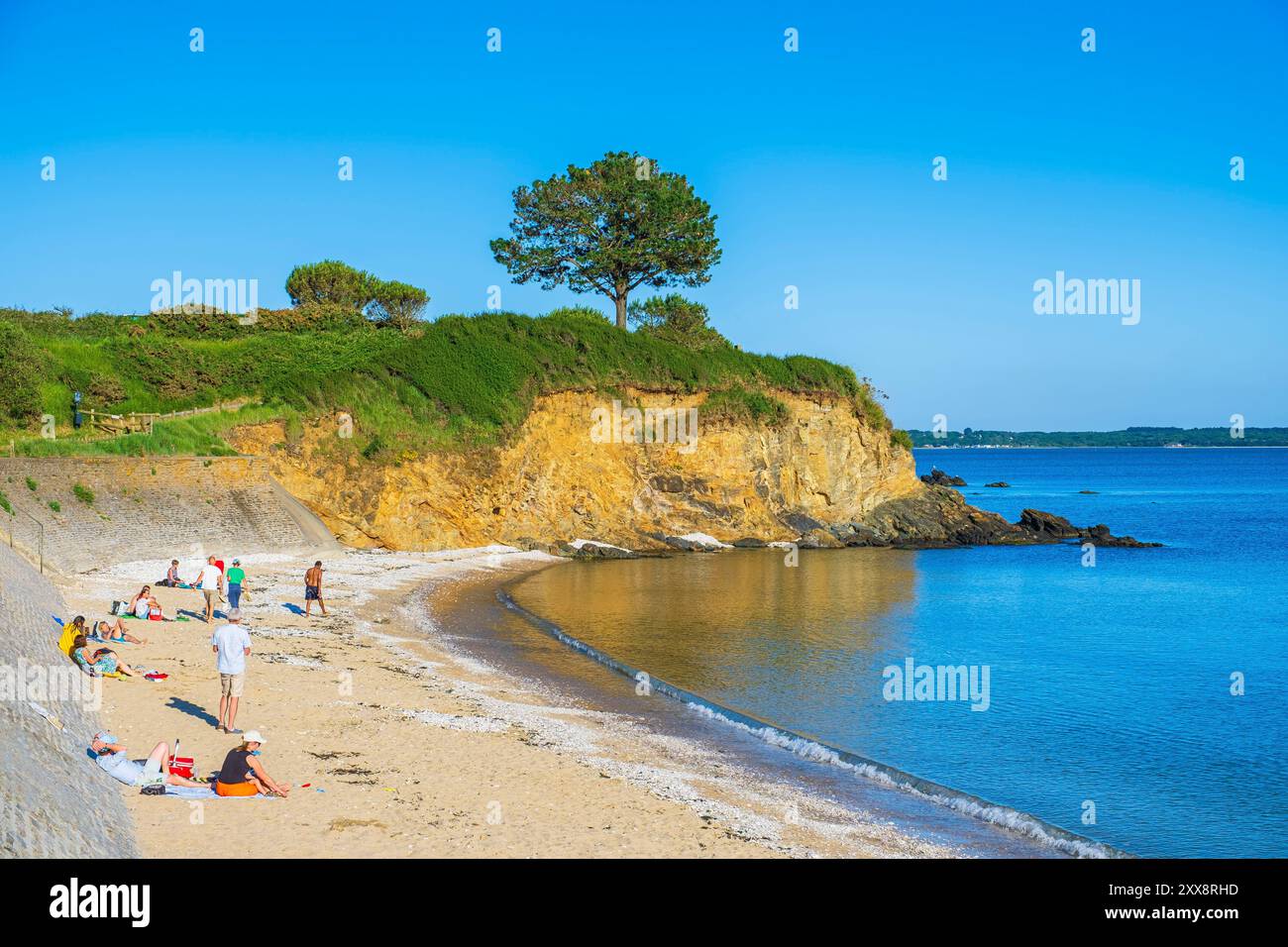France, Morbihan, Billiers, Pointe de Pen Lan, Barges beach along the ...