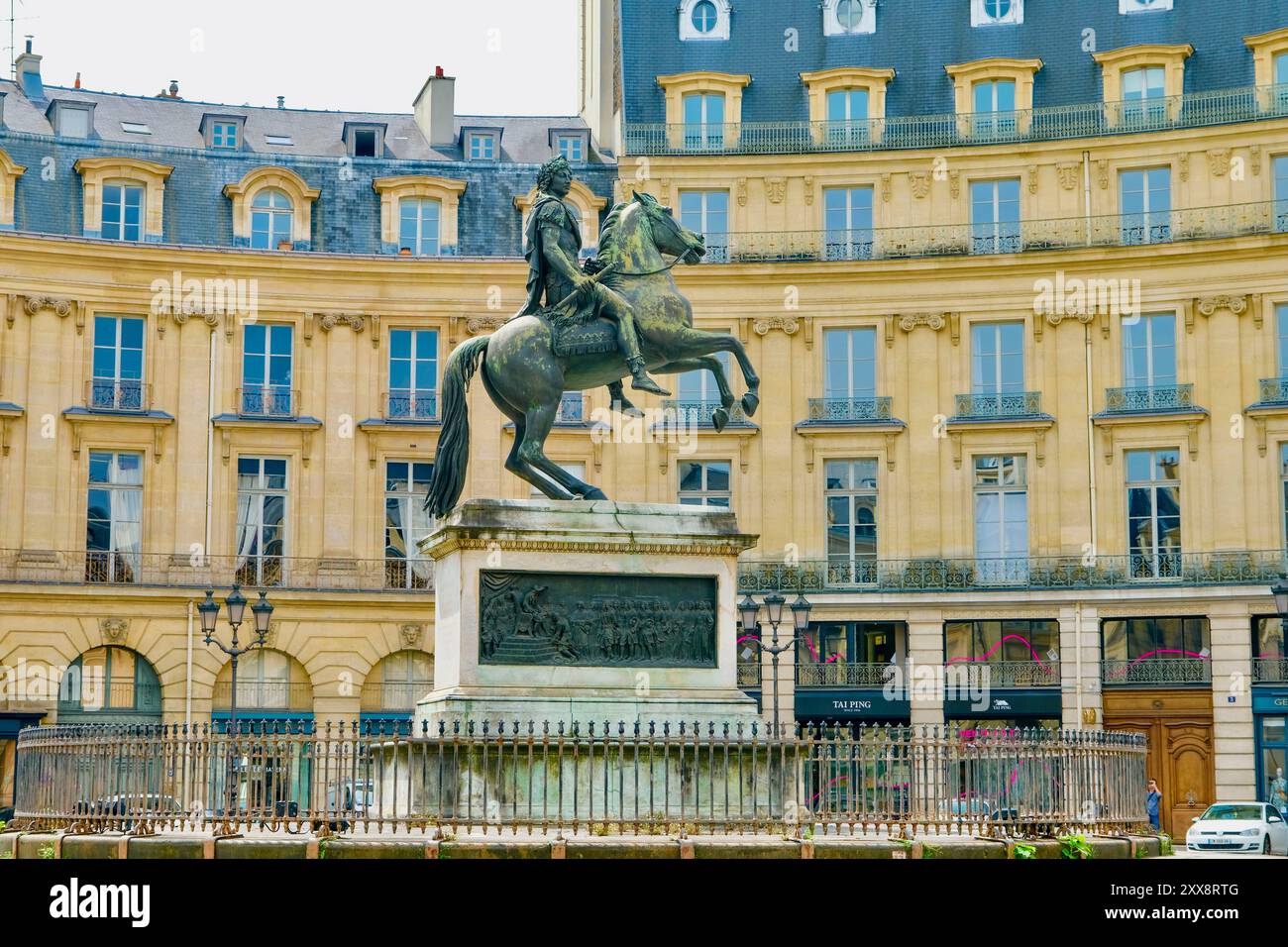 France, Paris, Place des Victoires with the equestrian statue of Louis ...